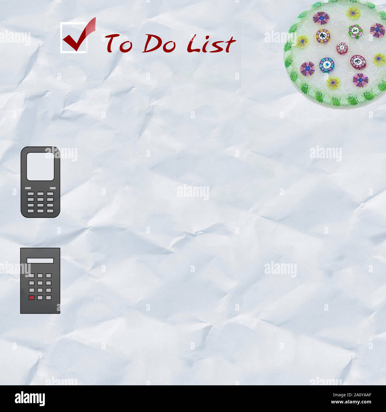 To Do List With Paperweight On Crumpled White Paper . Illustration ...