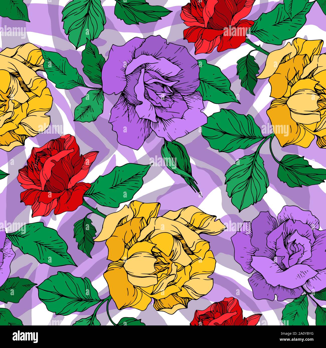 Vector Exotic Zebra print with floral botanical flowers. Black and ...