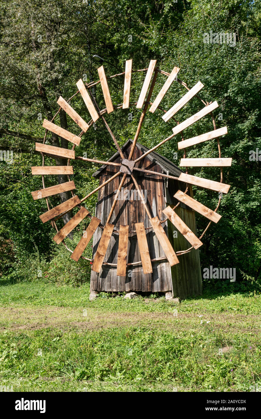 Wooden windmill in open air museum in Sanok, Poland Stock Photo - Alamy