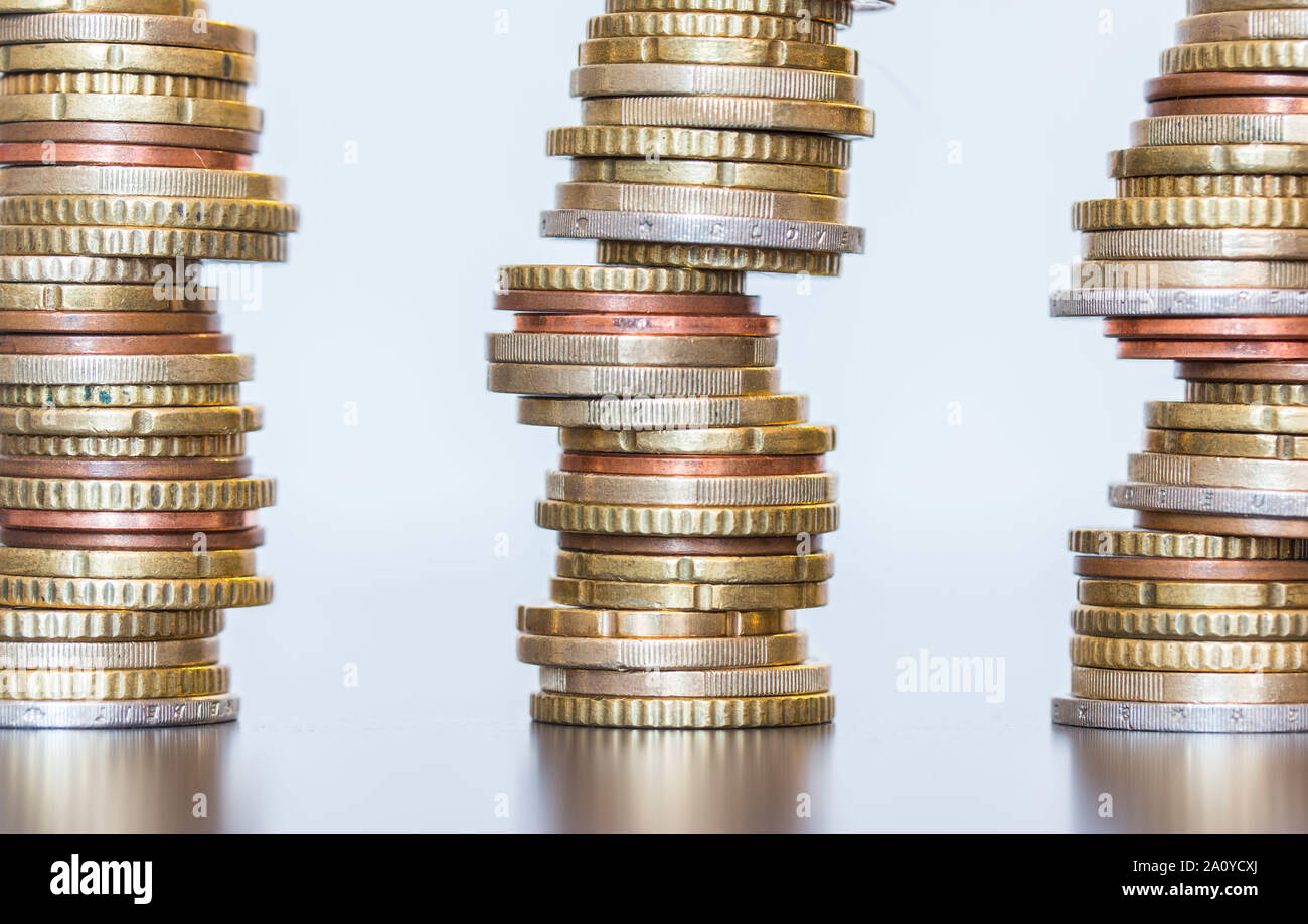 Coins stacked on each other, close up picture, money concept Stock ...