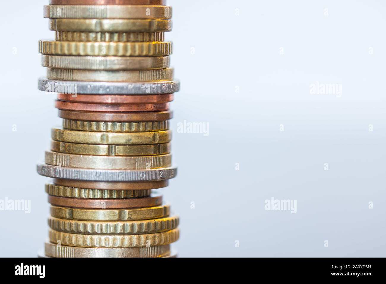 Coins stacked on each other, close up picture, money concept Stock ...