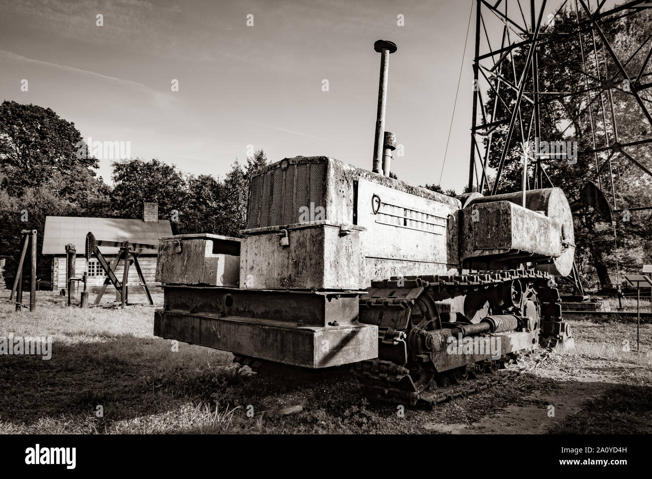 Chassis mobile extraction lift for the oil industry in open air museum ...