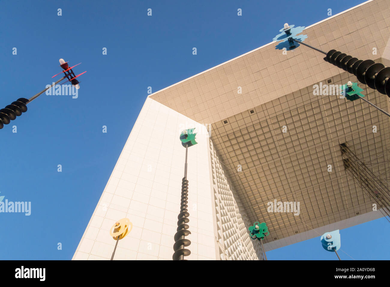 Paris, France - Sept 2, 2019: Modern culptures at the The Great Arc of ...