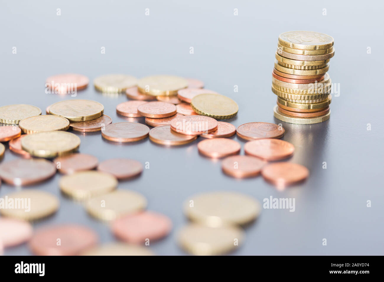 Coins stacked on each other, close up picture, money concept Stock ...