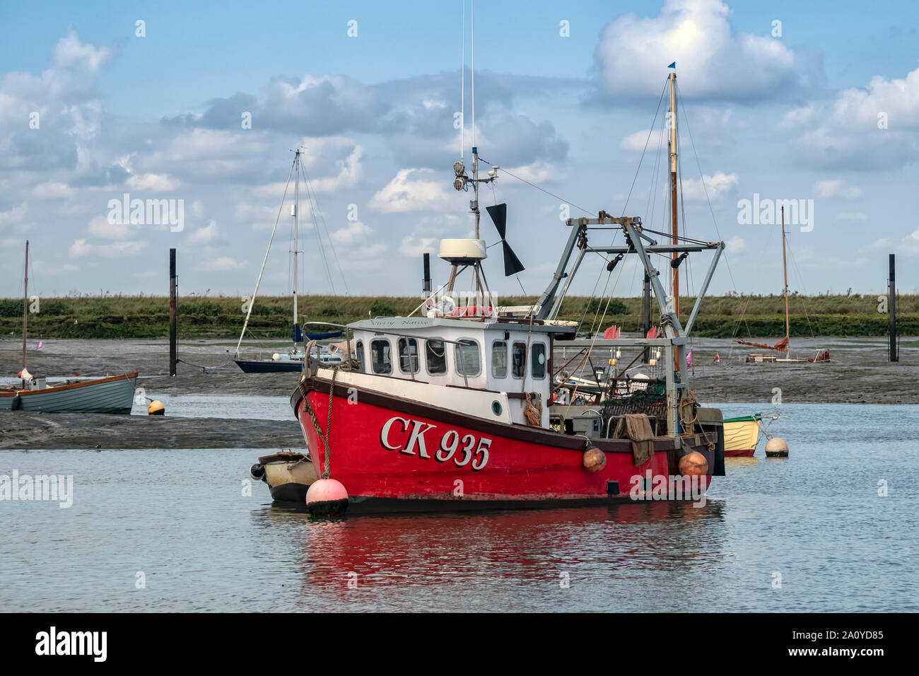 WEST MERSEA, ESSEX, UK - AUGUST 31, 2018: Fishing Boat moored in the ...