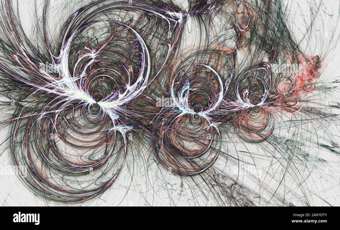 Fractal image: fancy abstract drawing, black background Stock Photo - Alamy