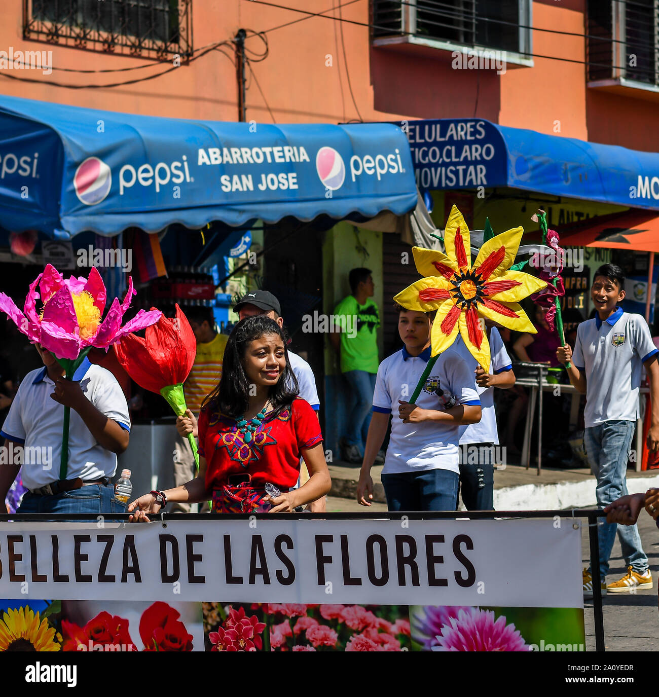 latin people walking in Guatemalan independence day parade Stock Photo ...