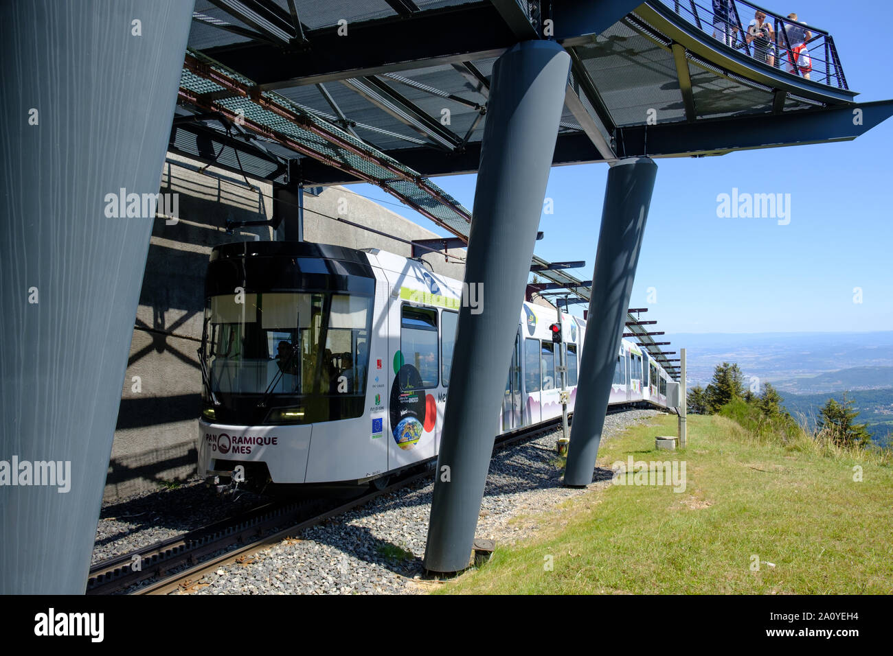 "Panaromique des Domes" panaromic electric train arriving at top of le ...