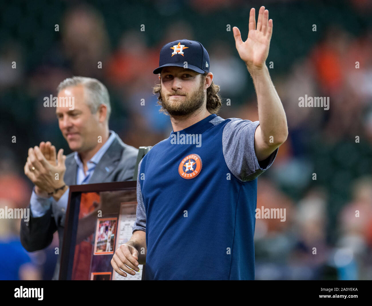 Houston, USA. 22nd Sep, 2019. Houston Astros pitcher Gerrit Cole is ...
