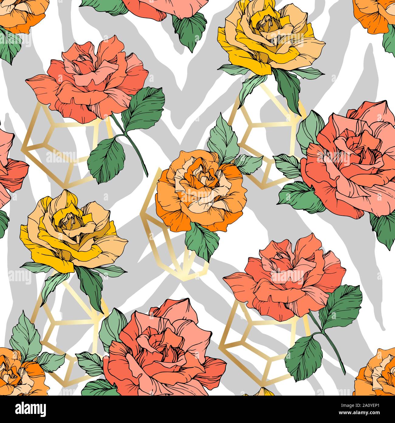 Vector Exotic Zebra print with floral botanical flowers. Black and ...