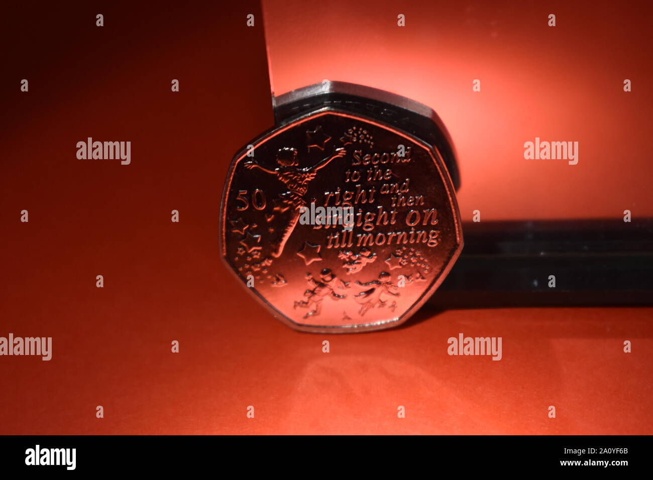 2019 released Peter Pan uncirculated 50p with mirror reflection and a ...