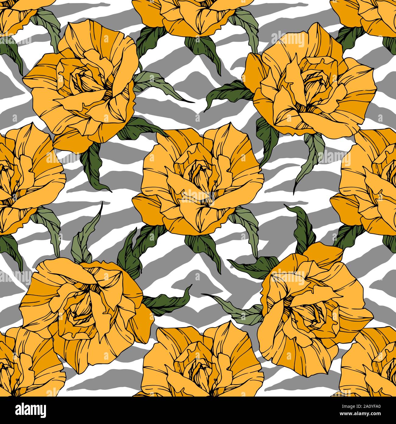 Vector Exotic Zebra print with floral botanical flowers. Black and ...