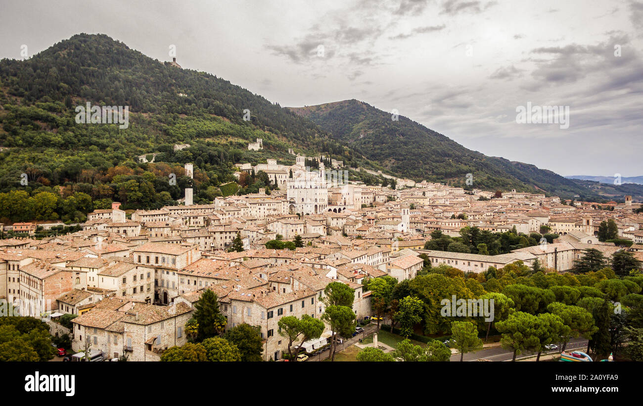 Aerial view of Gubbio city Stock Photo - Alamy