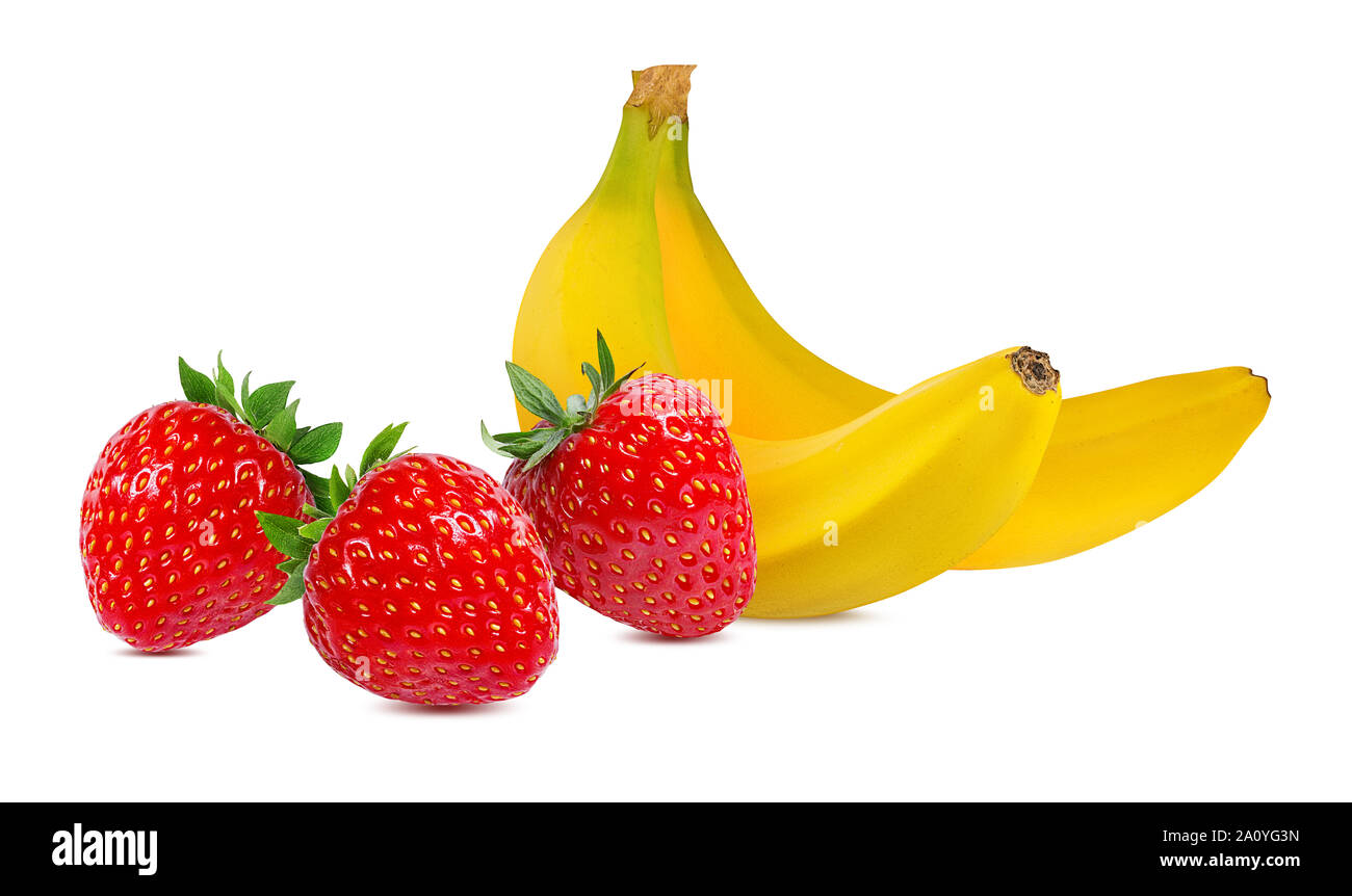 Strawberry with cream isolated on white background Stock Photo - Alamy