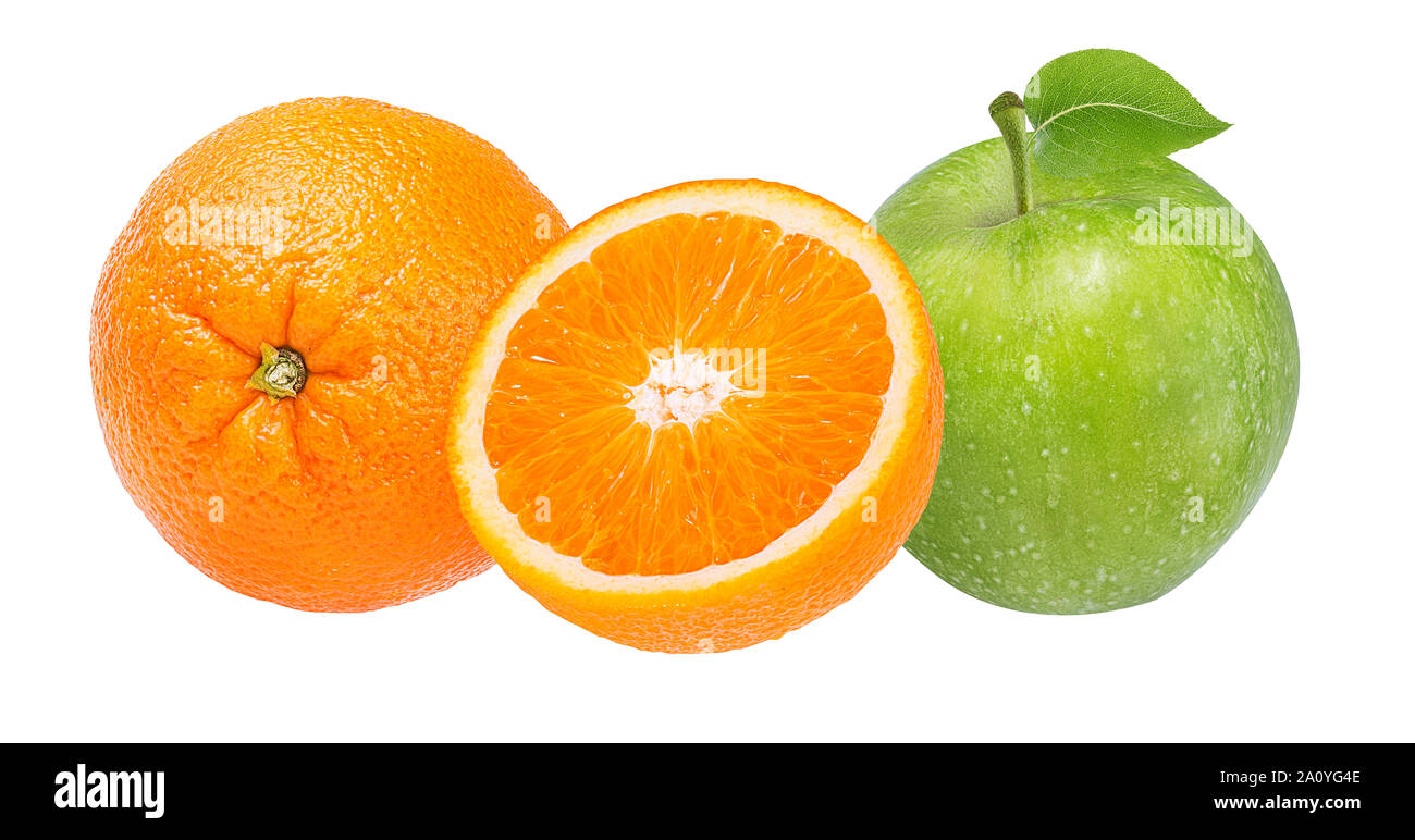 Apple and orange isolated on white background Stock Photo - Alamy