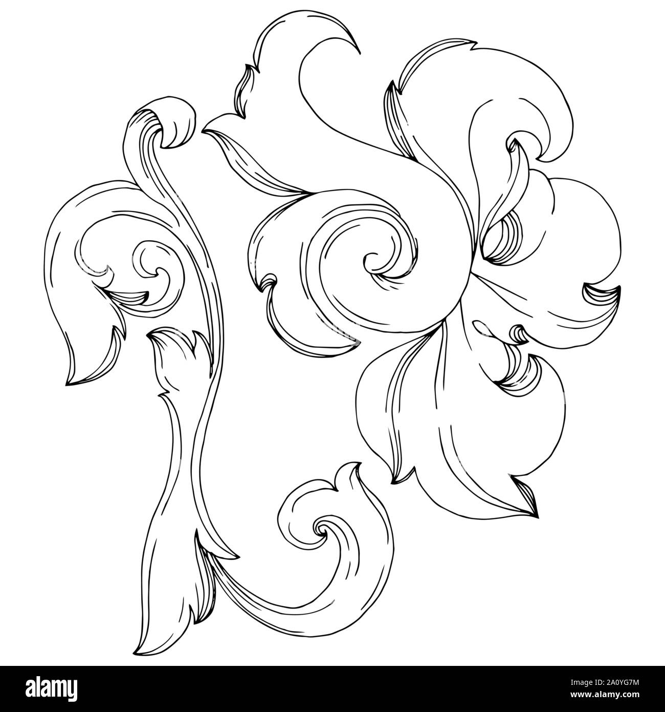 Vector Baroque monogram floral ornament. Baroque design isolated ...