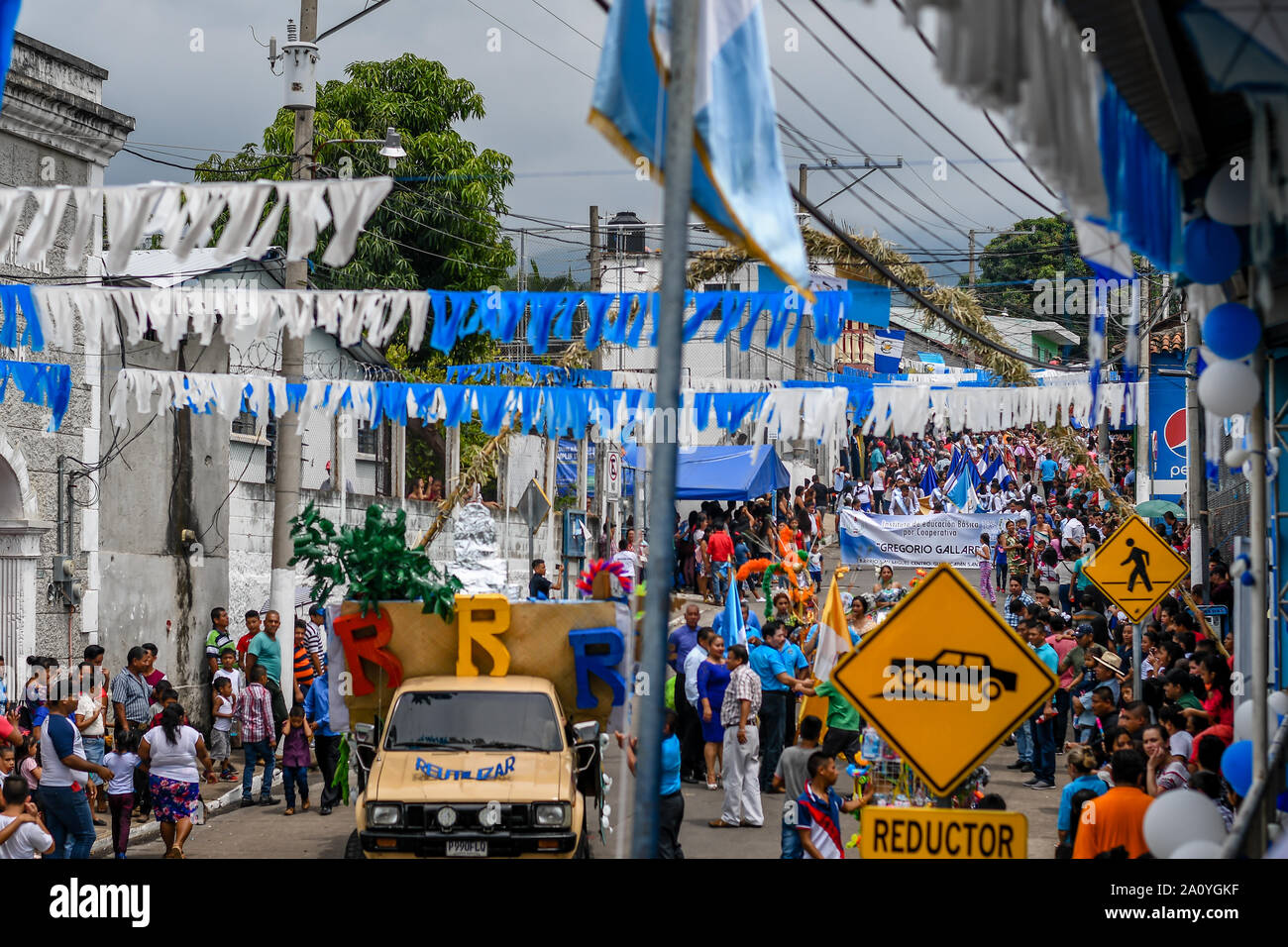 latin people walking in Guatemalan independence day parade Stock Photo ...