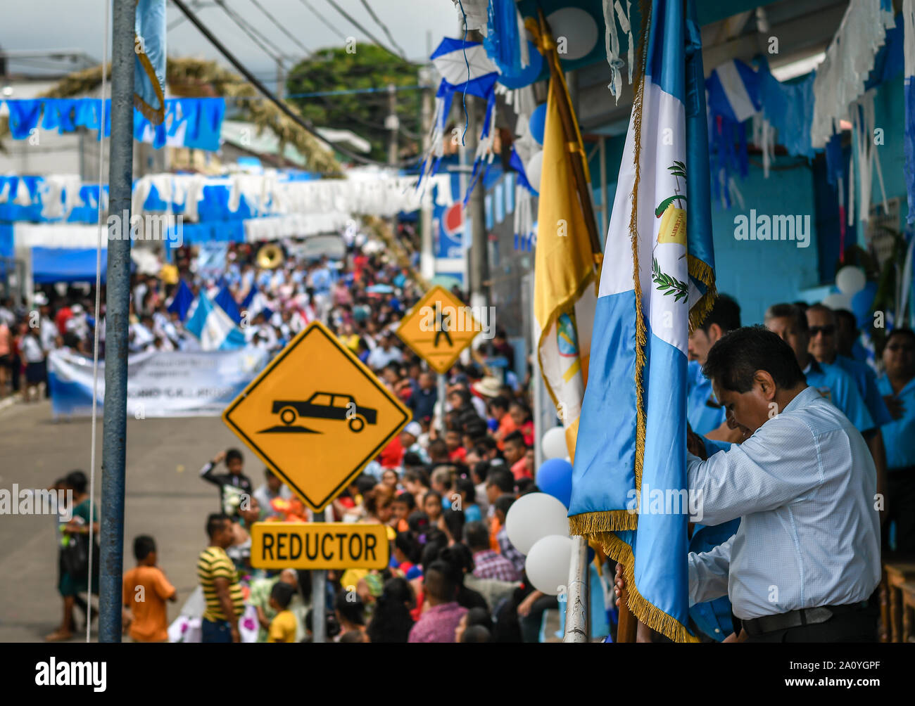 latin people walking in Guatemalan independence day parade Stock Photo ...