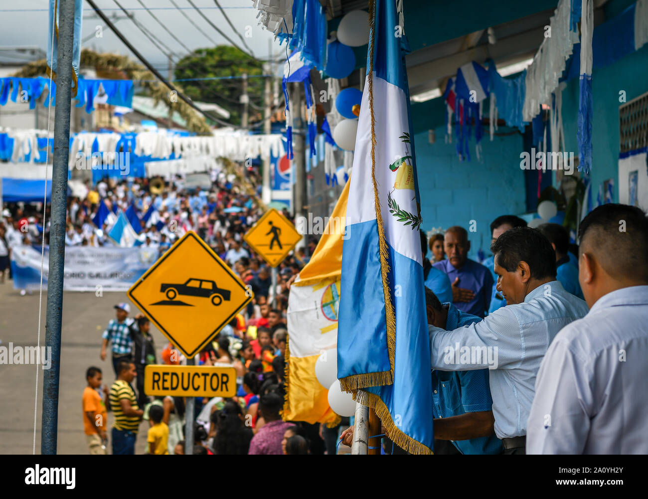 latin people walking in Guatemalan independence day parade Stock Photo ...