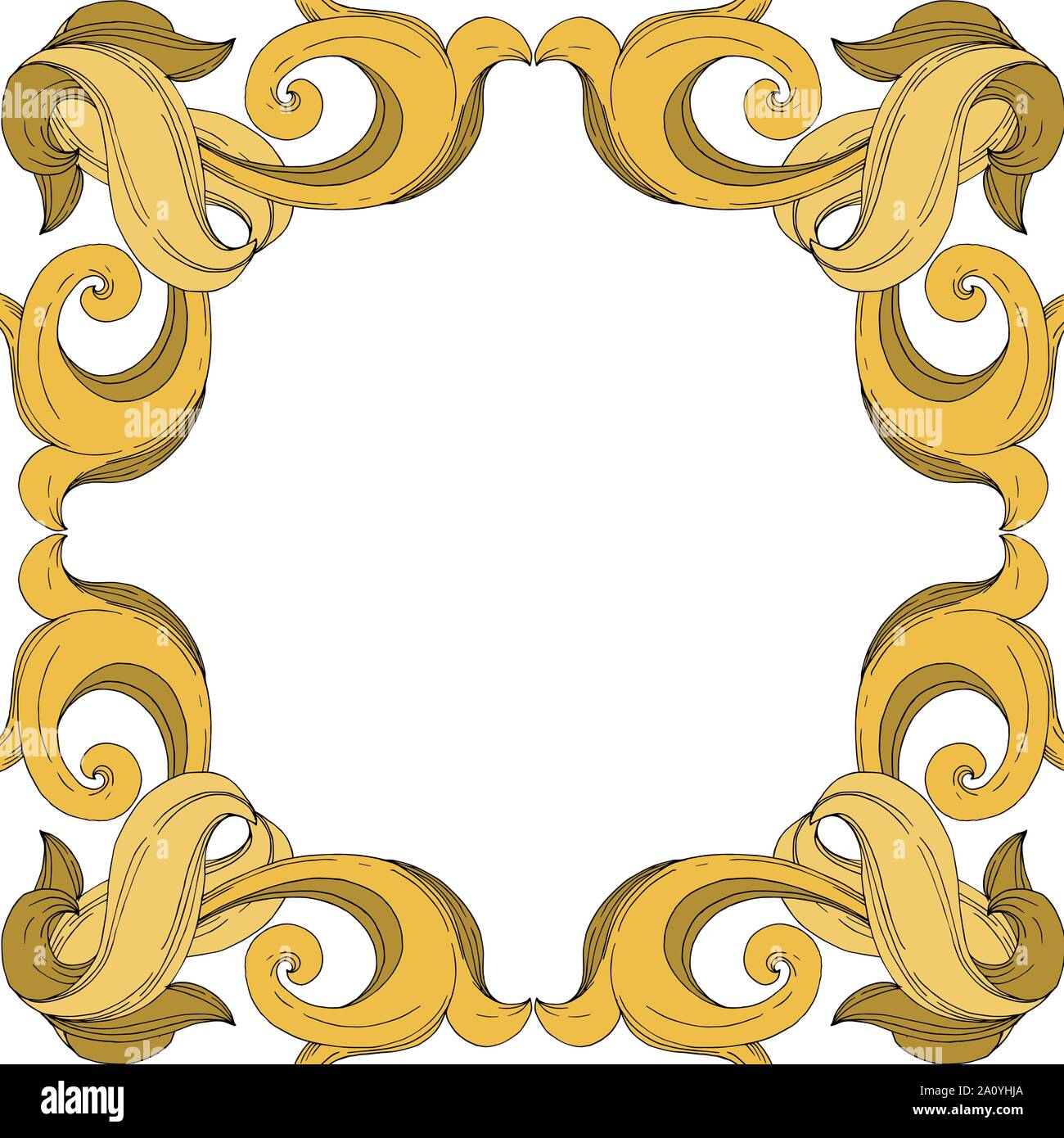 Vector Golden monogram floral ornament. Baroque design elements. Black ...