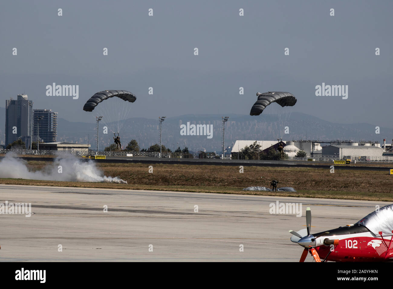 Istanbul, Turkey - September-18,2019:Parachute show at Teknofest ...