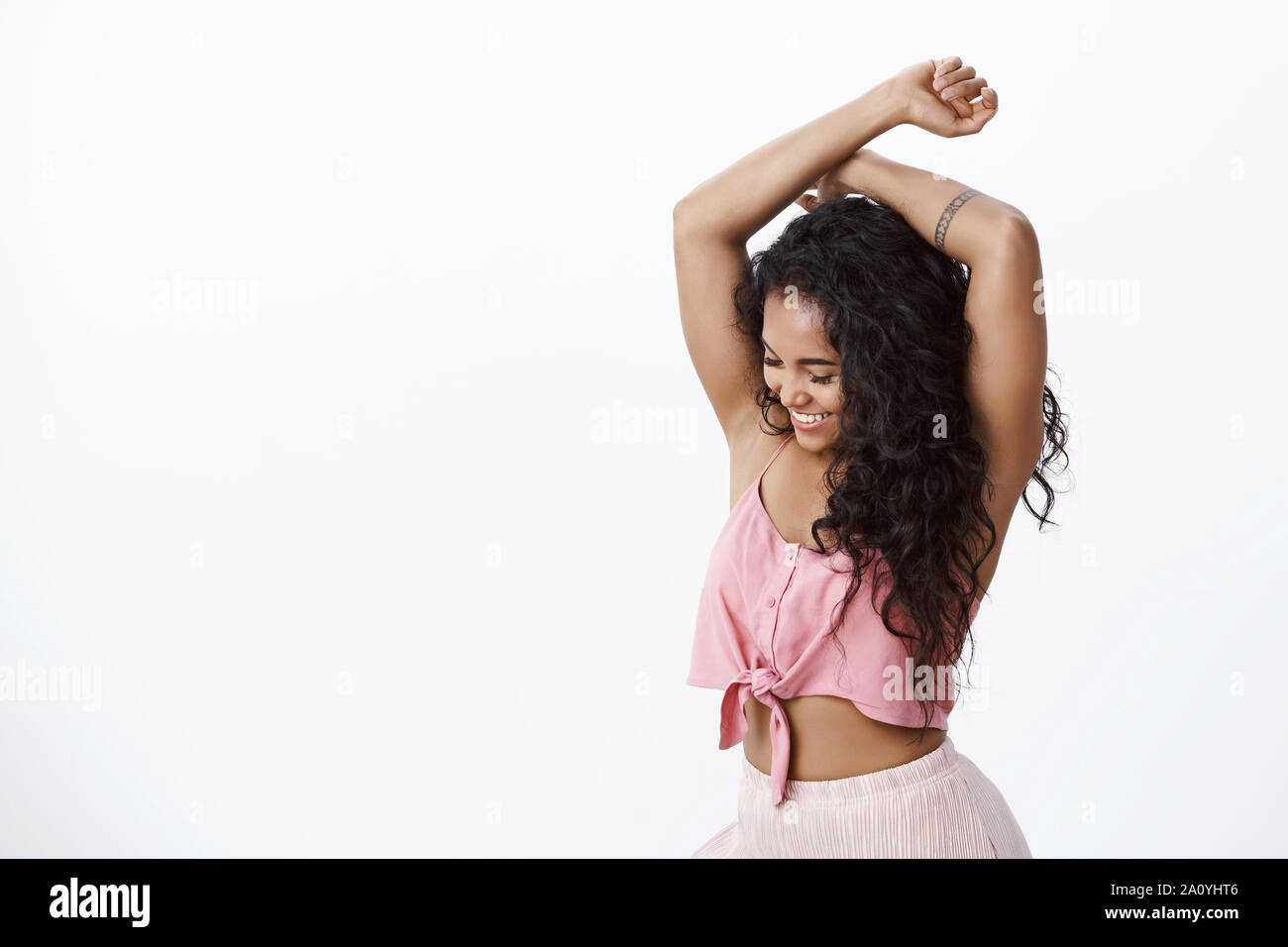 Fun Party And Beauty Concept Attractive Curly Haired African American