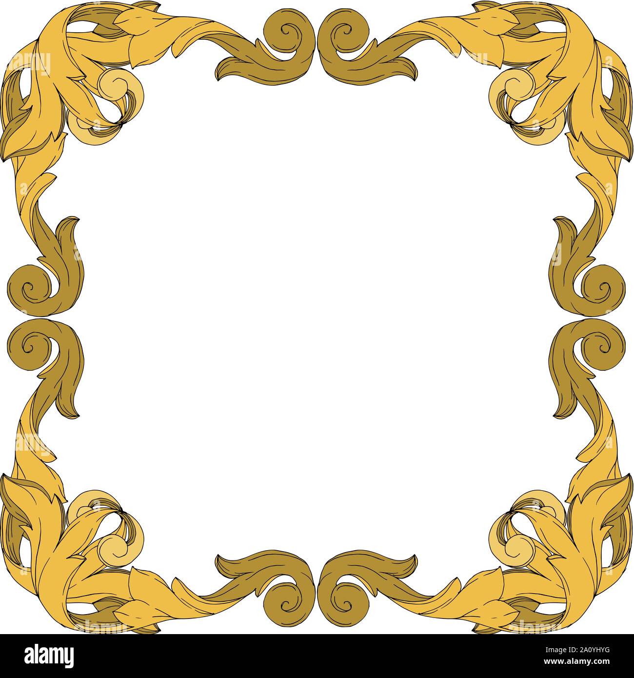 Vector Golden monogram floral ornament. Baroque design elements. Black ...