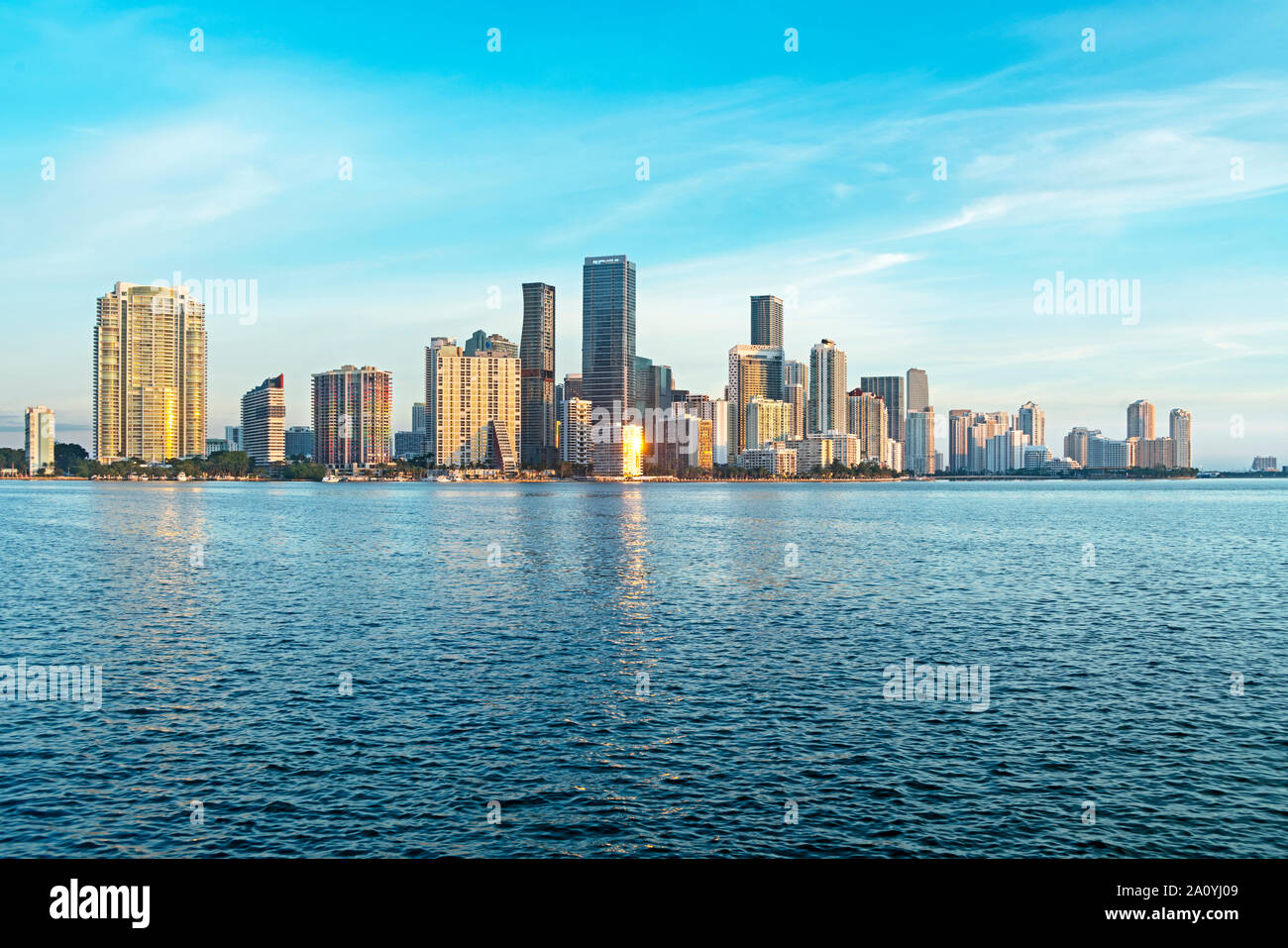 BRICKELL AVENUE SKYLINE DOWNTOWN BISCAYNE BAY MIAMI FLORIDA USA Stock ...