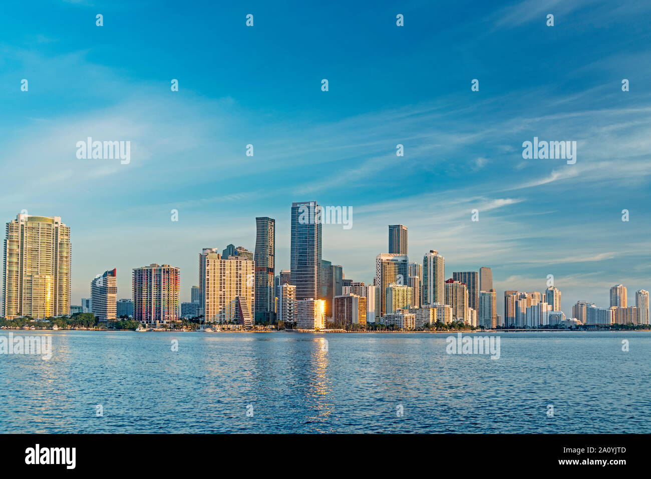 BRICKELL AVENUE SKYLINE DOWNTOWN BISCAYNE BAY MIAMI FLORIDA USA Stock ...