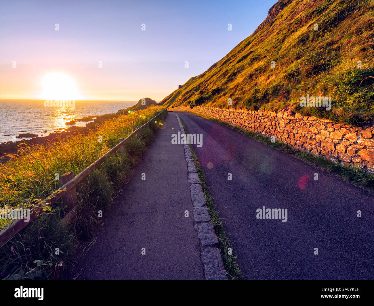 summer sunset giants causeway coastline,Northern Ireland Stock Photo ...