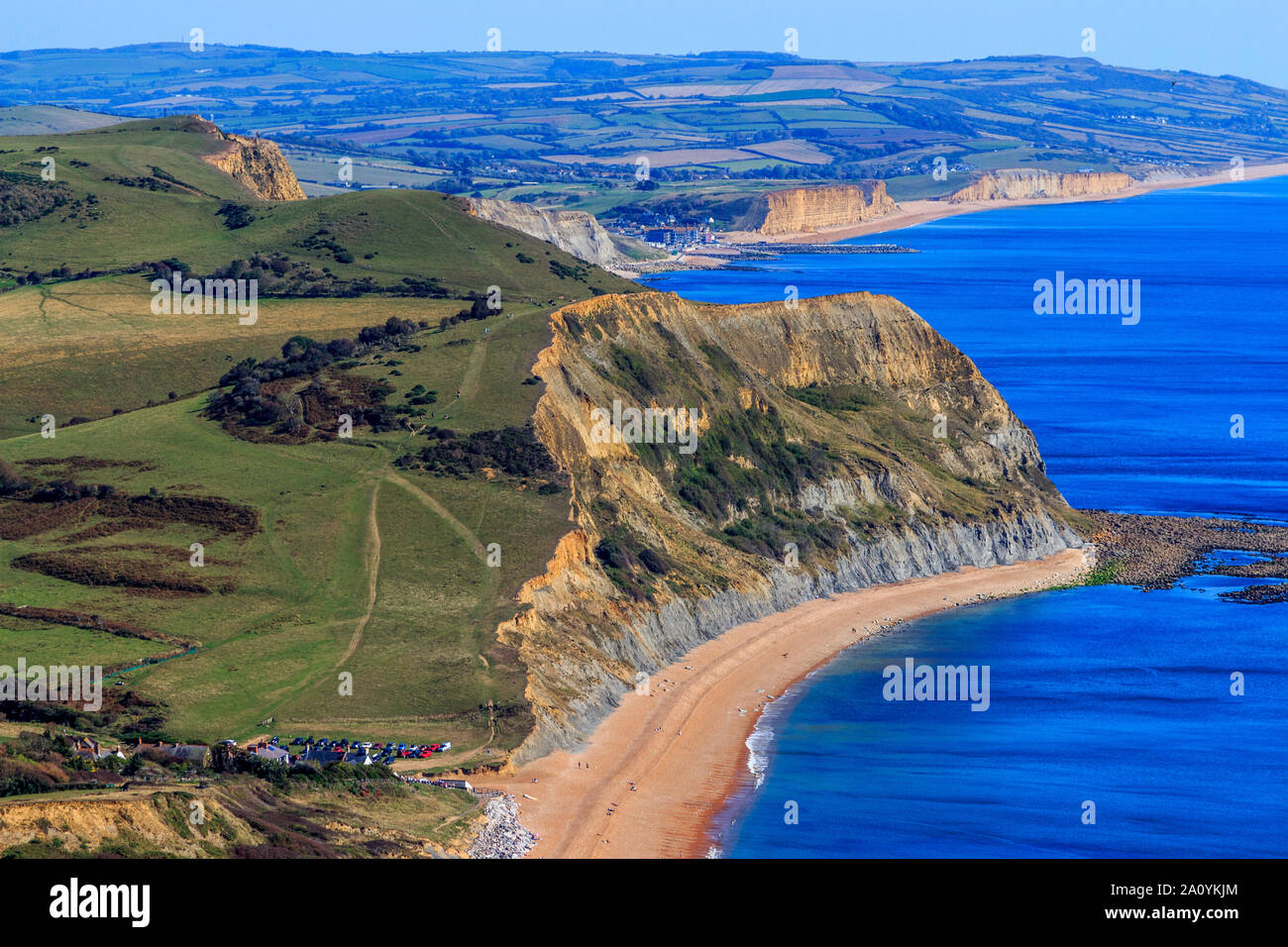 south coast path walk from charmouth to golden cap, dorset, england, uk ...