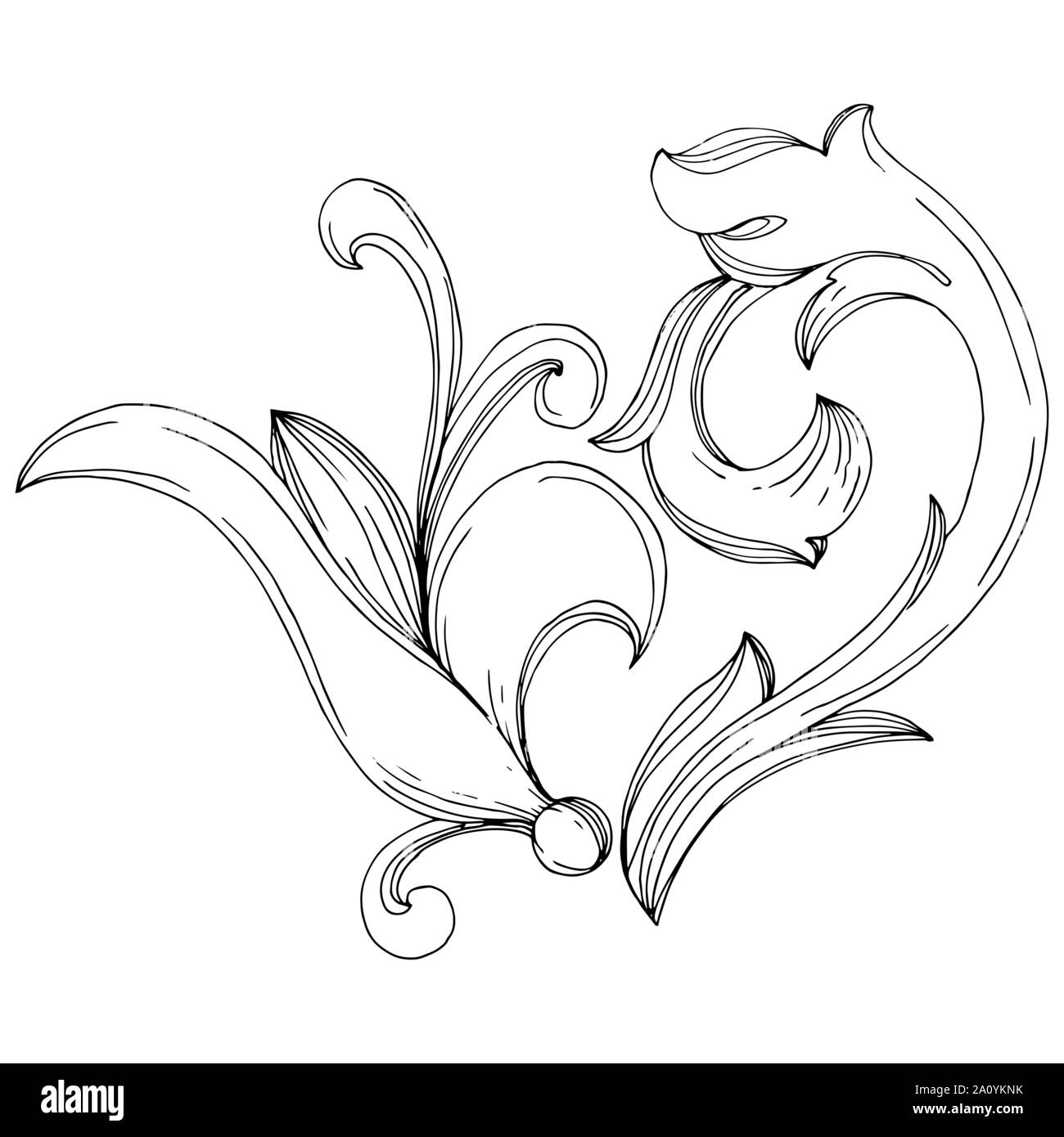 Vector Baroque monogram floral ornament. Baroque design isolated ...