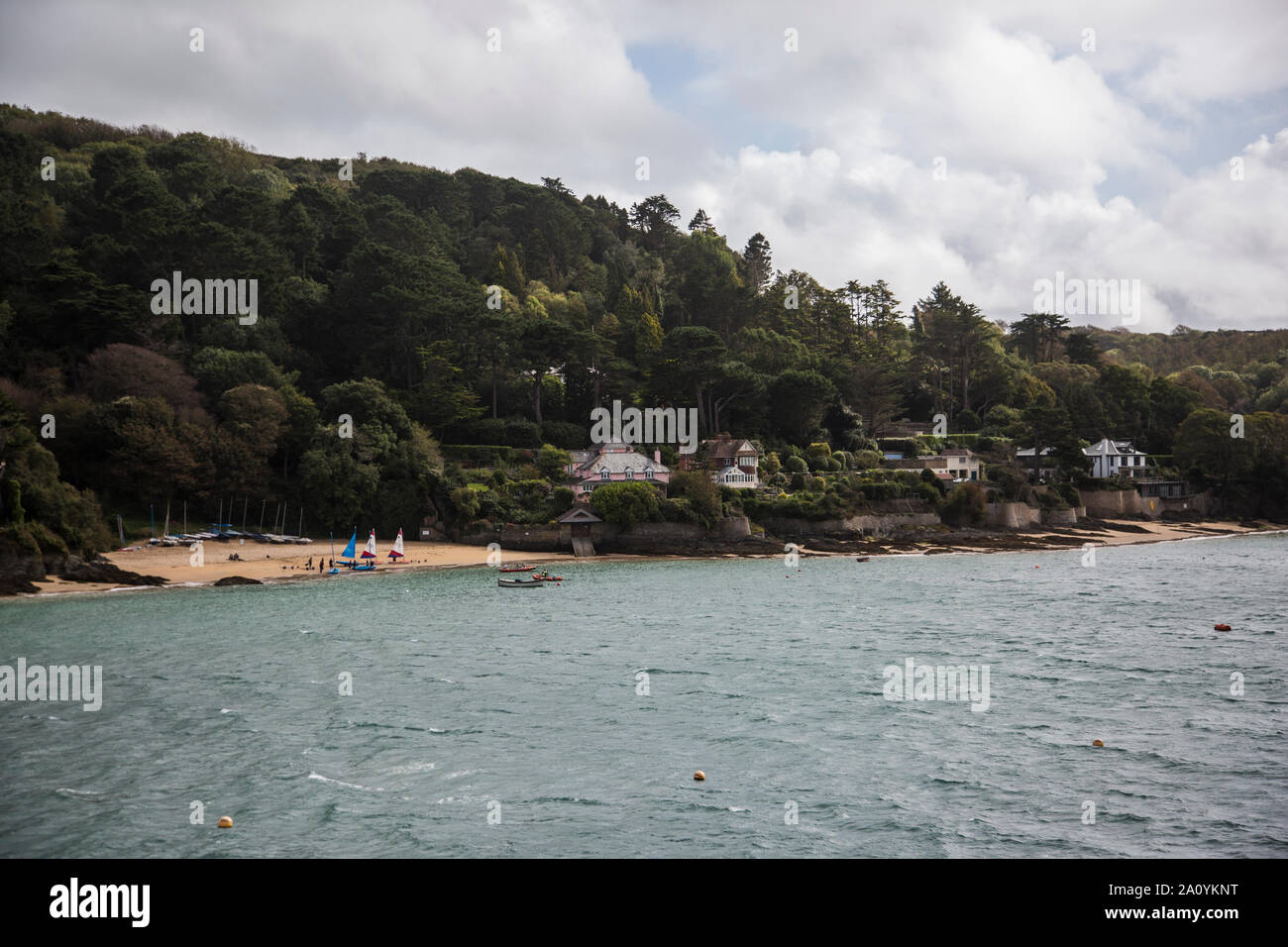 view of Salcombe estuary on a part sunny, part cloudy day in the ...