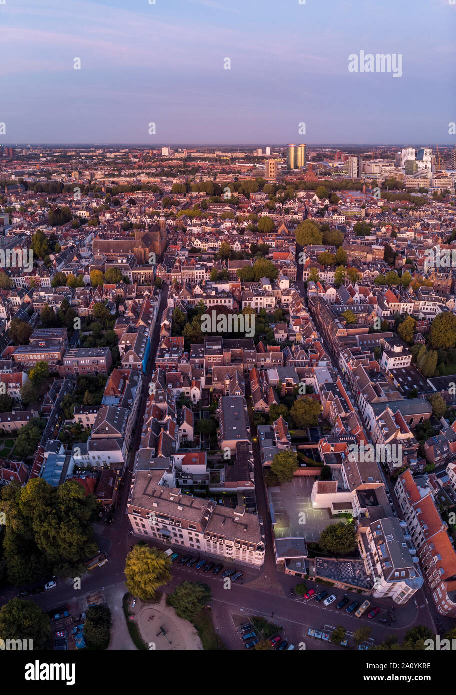 Cityscape aerial view of the medieval Dutch city centre of Utrecht at ...