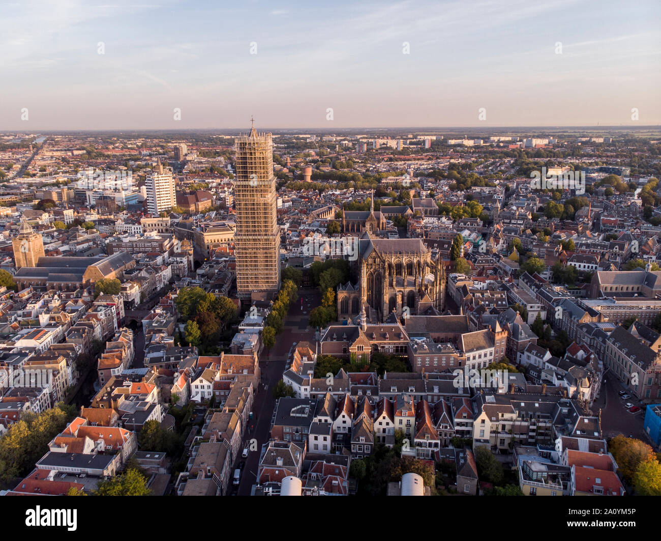 Aerial view of the medieval Dutch city centre of Utrecht with the ...