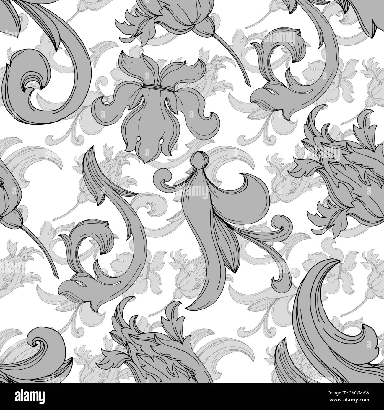 Vector Baroque monogram floral ornament. Baroque design isolated ...