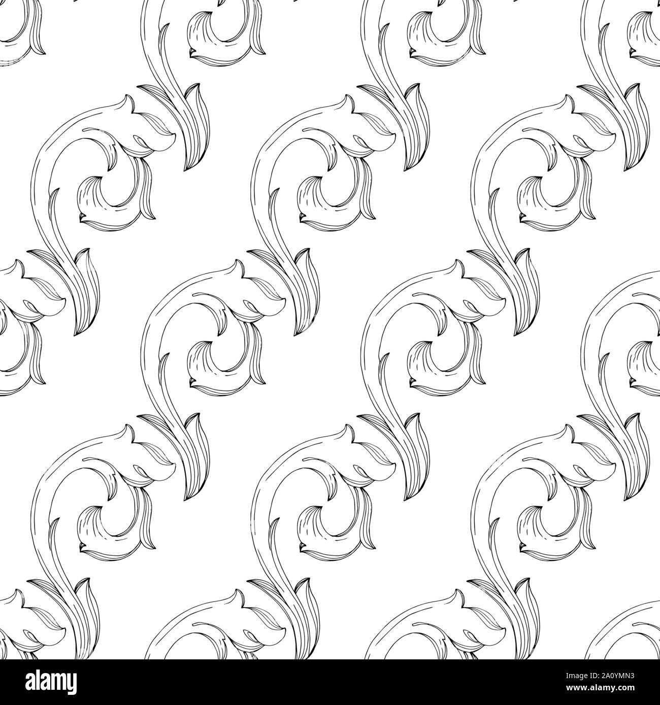 Vector Baroque monogram floral ornament. Baroque design isolated ...