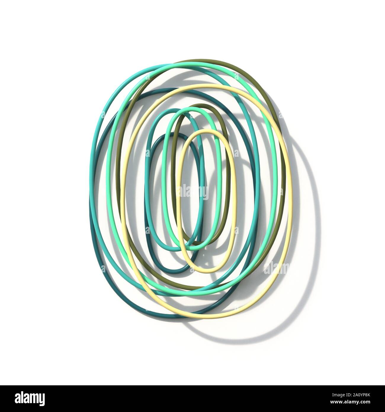 Three colors line font Number 0 ZERO 3D rendering illustration isolated ...