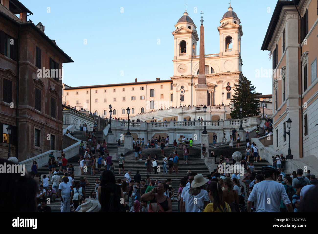 Piazza di Spagna. Spanish Steps, Sallustiano obelisk, Trinità dei Monti ...