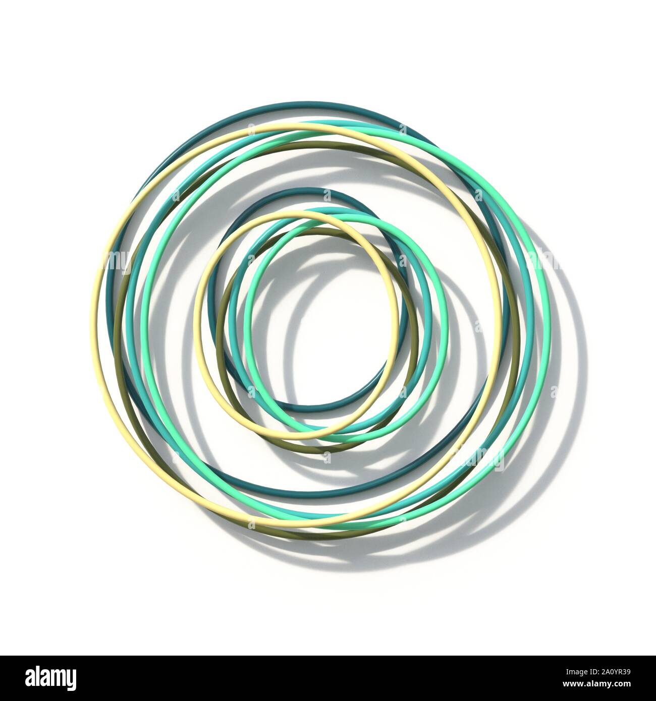 Three colors line font Letter O 3D rendering illustration isolated on ...