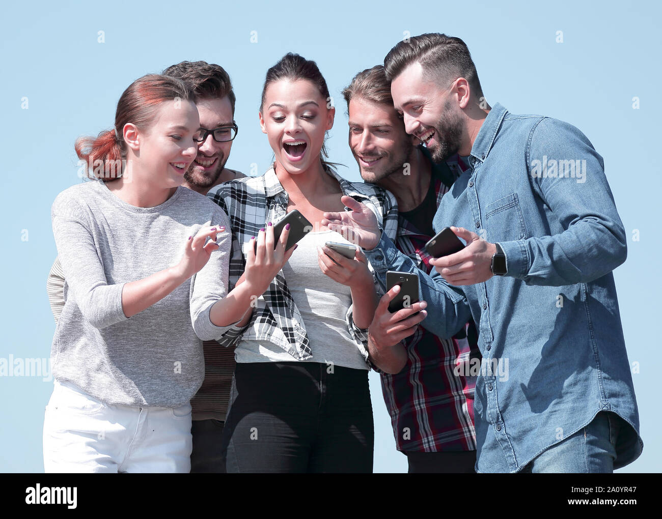 closeup. the group of students using smartphones Stock Photo - Alamy