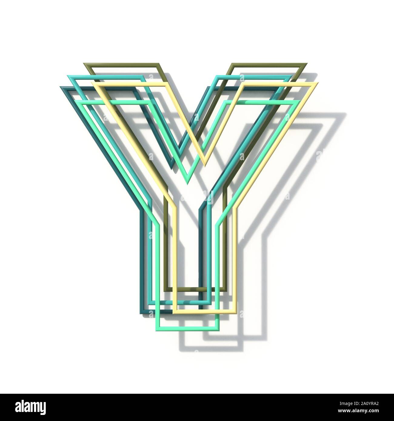 Three colors line font Letter Y 3D rendering illustration isolated on ...