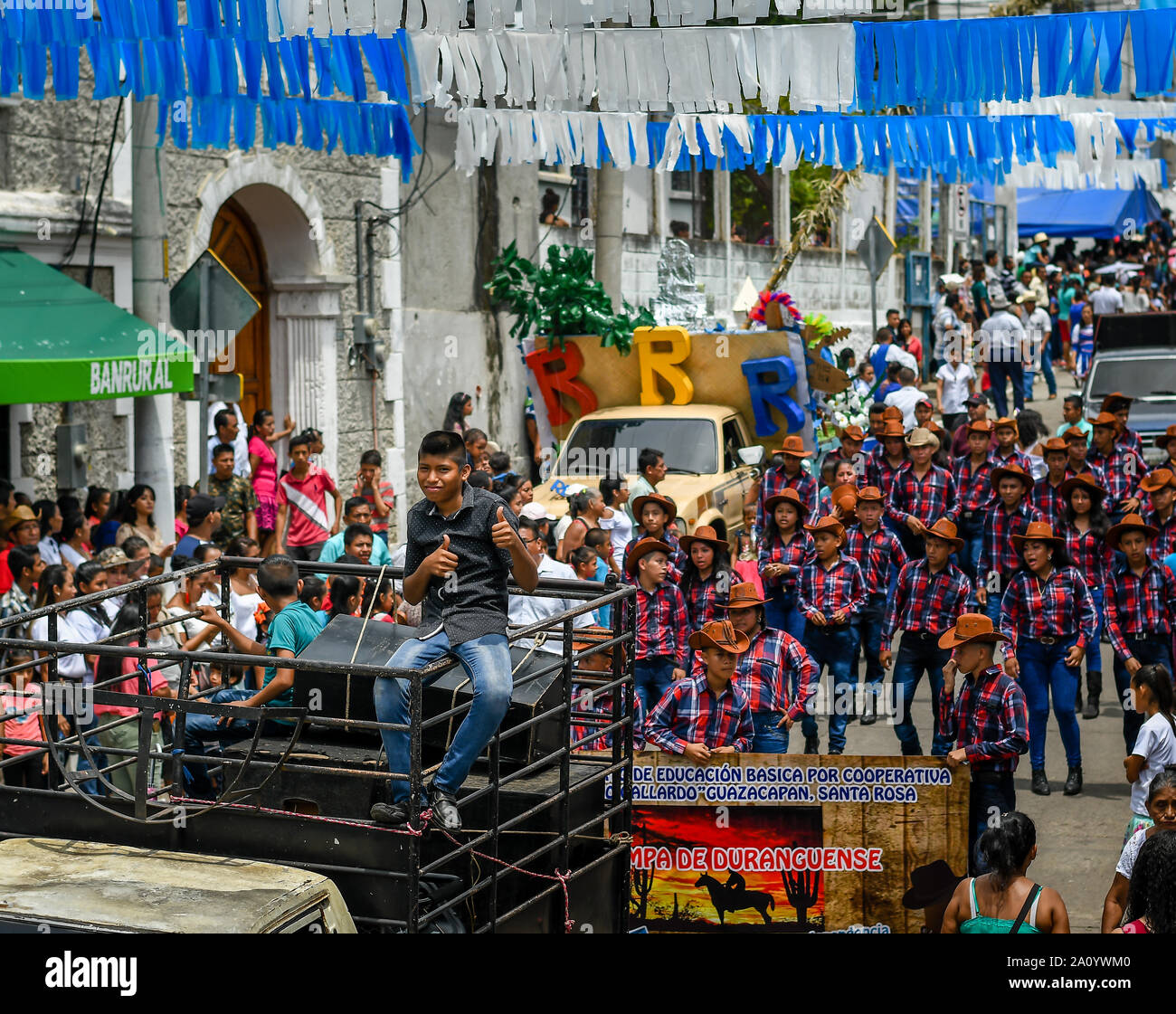 Hispanic children dressed as cowboys/cowgirls in latin parade in Santa ...