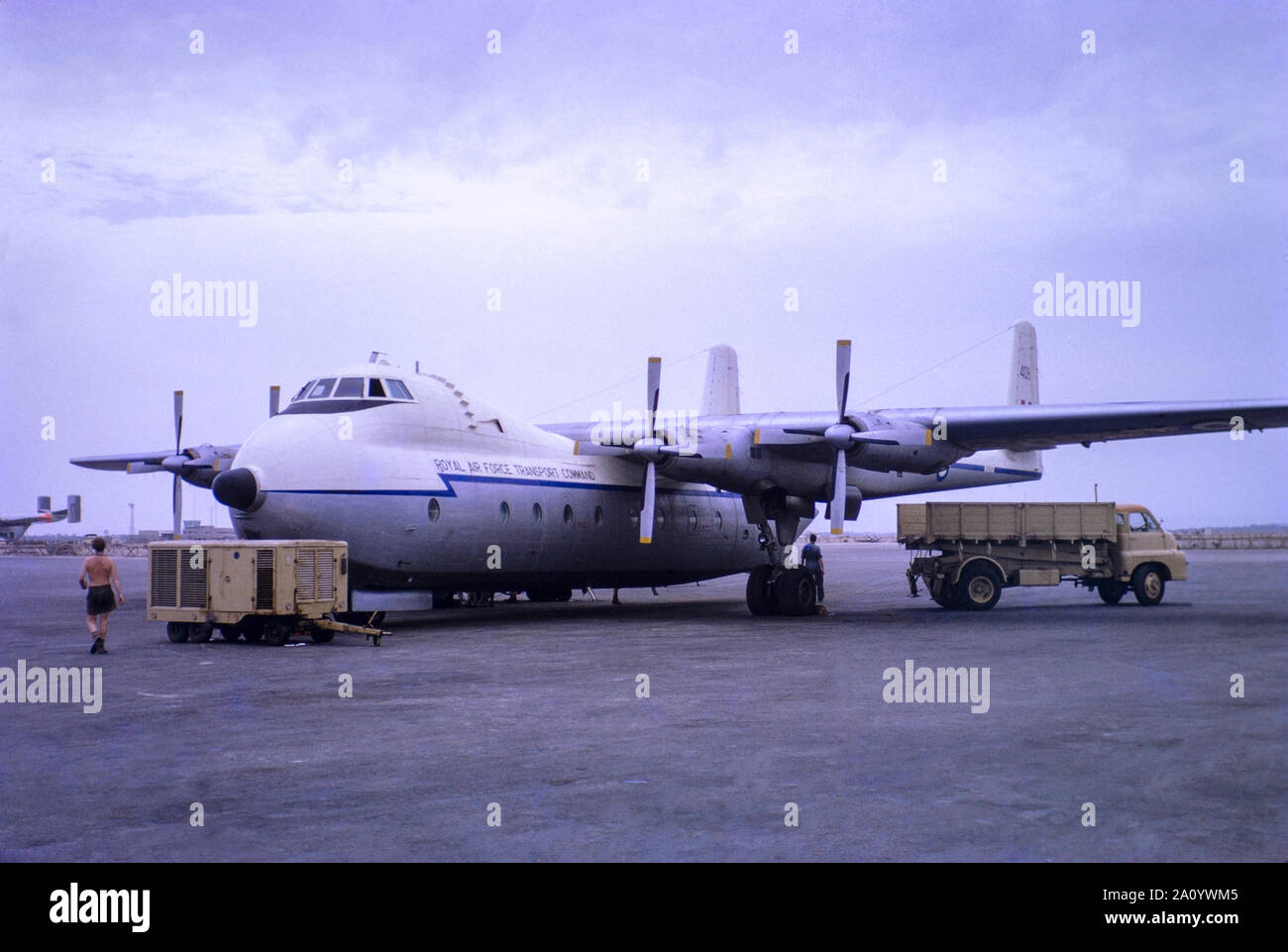 RAF Transport Command Argosy freight and troop carrier at RAF Sharjah ...