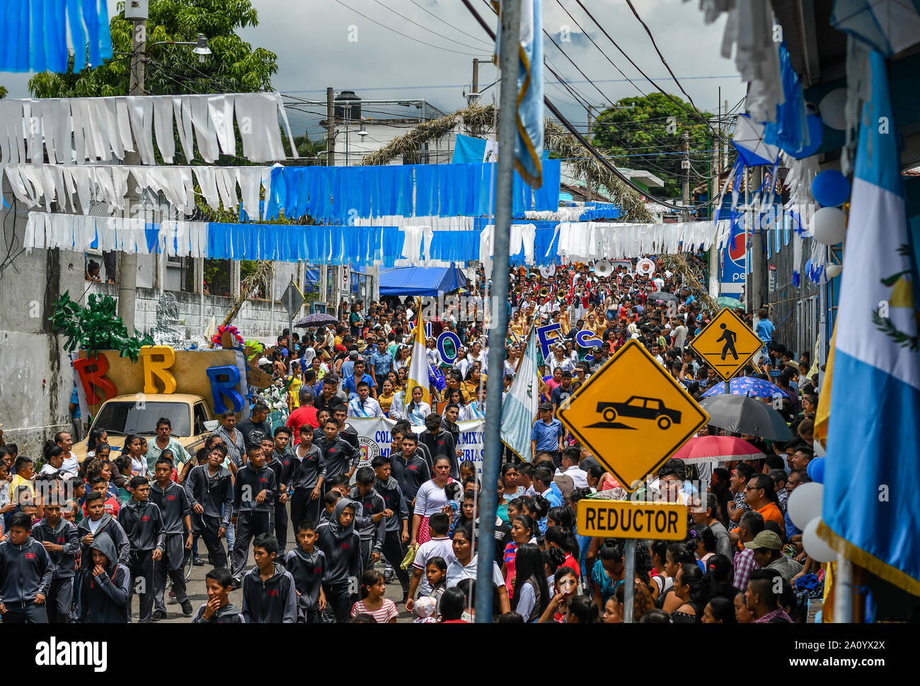 latin people walking in Guatemalan independence day parade Stock Photo ...