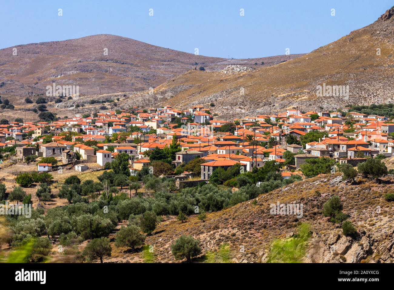 Eressos traditional village, Lesvos island, Greece. Eressos is the ...