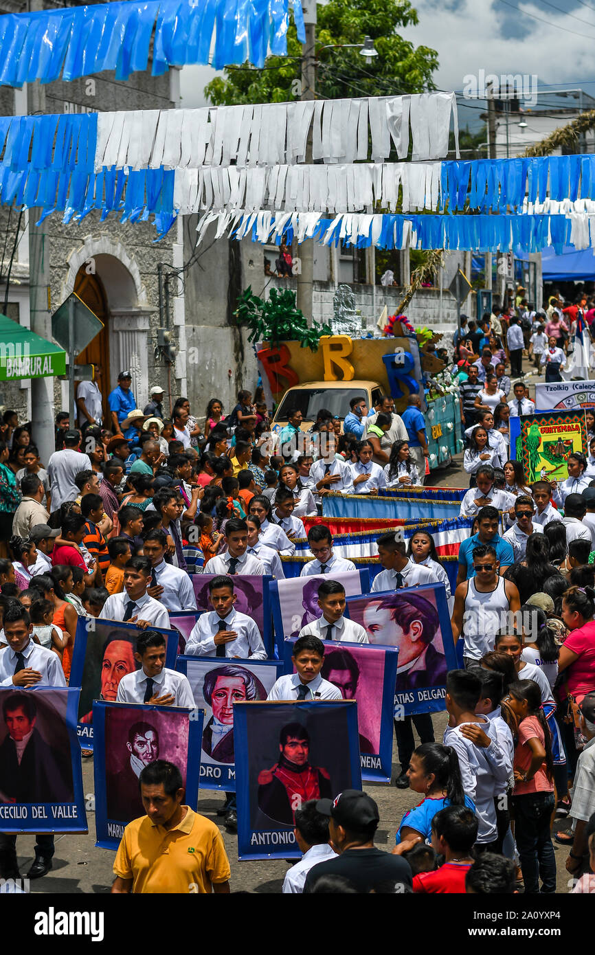 latin people walking in Guatemalan independence day parade Stock Photo ...