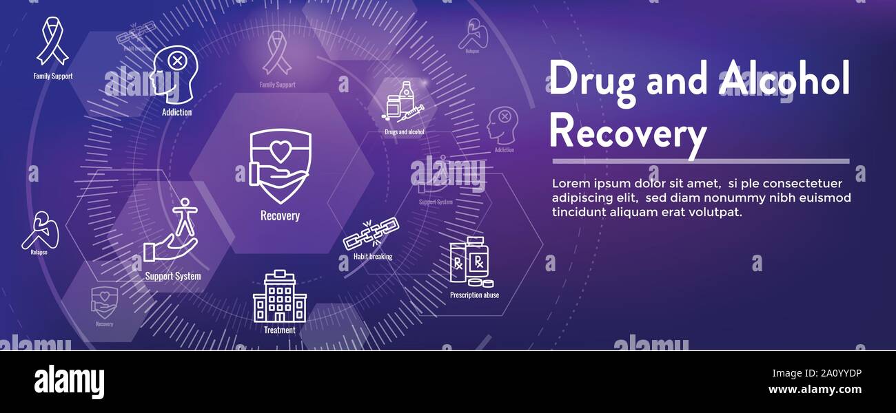 Drug & Alcohol Dependency Icon Set and Web Header Banner Stock Vector ...