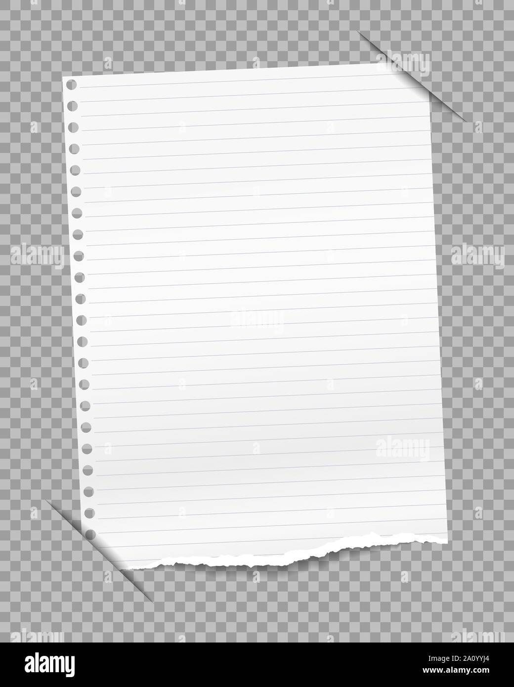 Lined white ripped paper inserted into gray squared background Stock ...