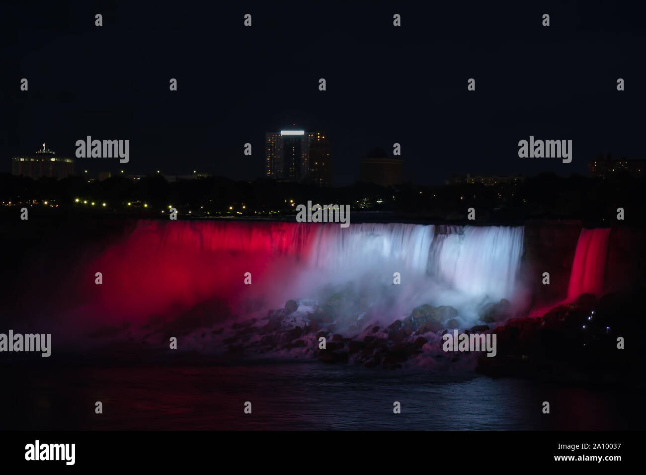 Waterfall White Red Niagara Falls Ontario Canada Night Stock Photo - Alamy